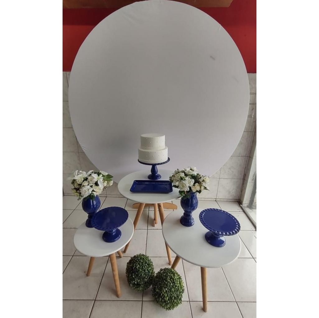 Decoração - Festa adulto - Painel redondo branco - azul