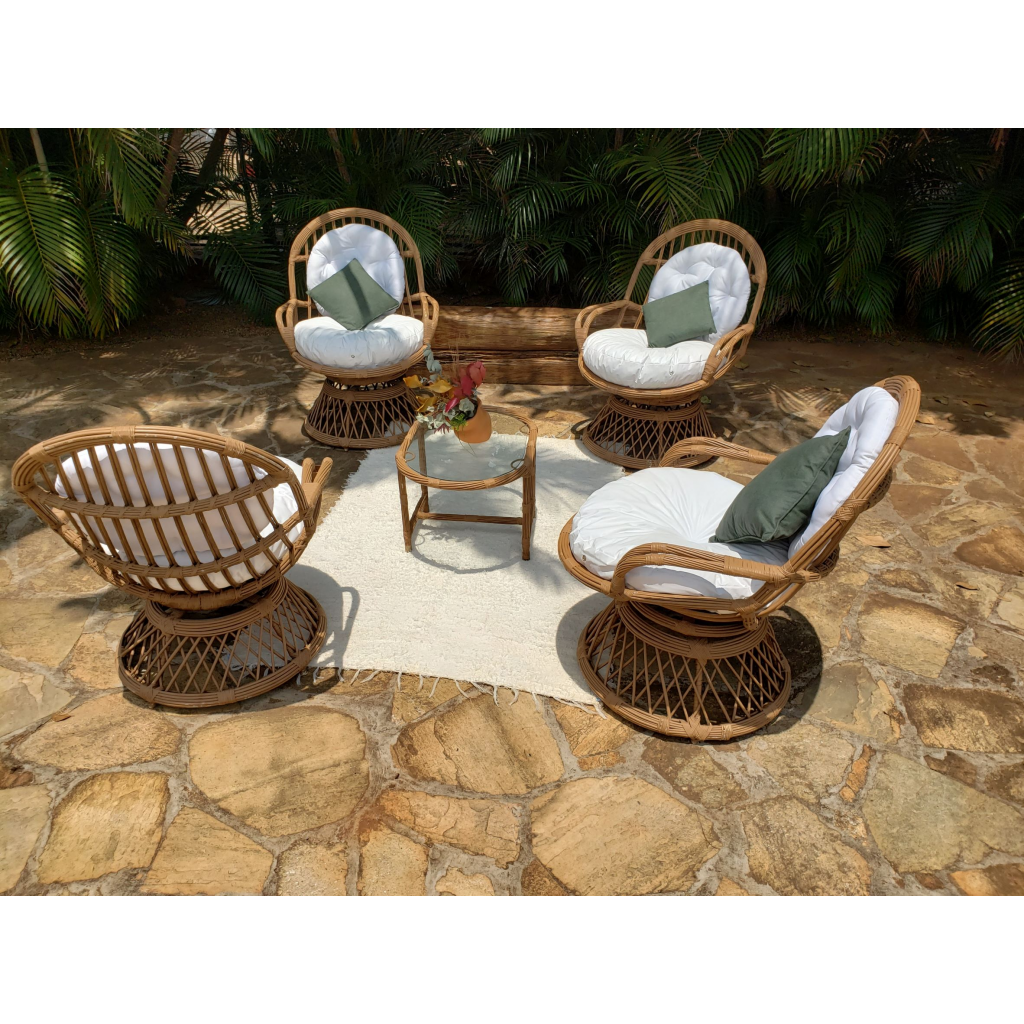 KIT LOUNGE FIBRA P/ 4 LUGARES - POLTRONAS, MESA DE CENTRO, ARRANJO E ...