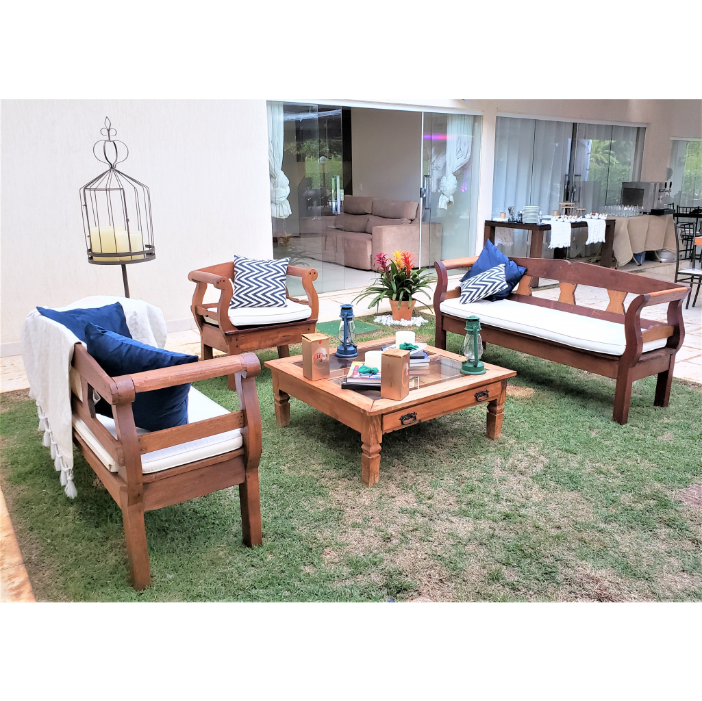 KIT LOUNGE MADEIRA P/ 5 LUGARES - SOFÁS, POLTRONA, MESA DE CENTRO E ...