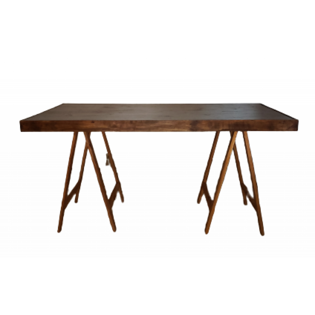 MESA RETANGULAR CAVALETE MADEIRA PINUS RÚSTICA
