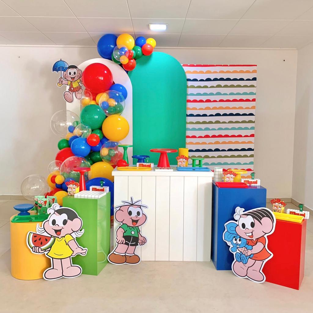 Festa pronta Turma da Mônica painel verde($668,80 com o cupom lalaoc20 NÃO INCLUI BALÕES)
