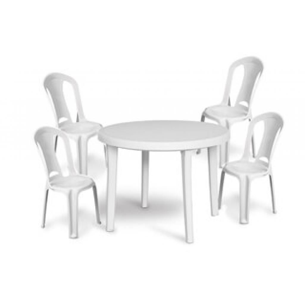 Conjunto Mesa Redonda e 4 cadeiras Plástico (in)