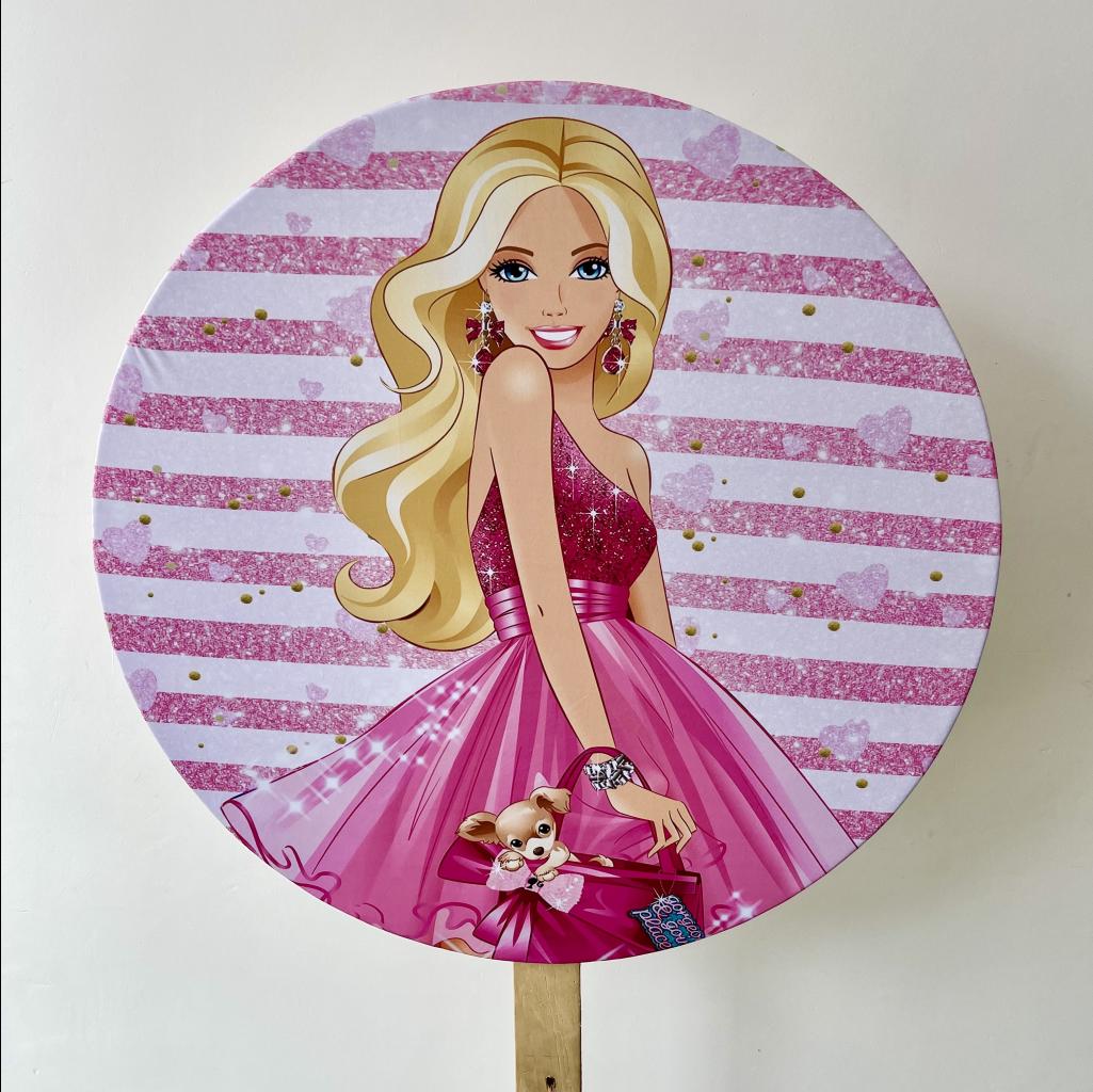 Capa Barbie painel redondo 80cm