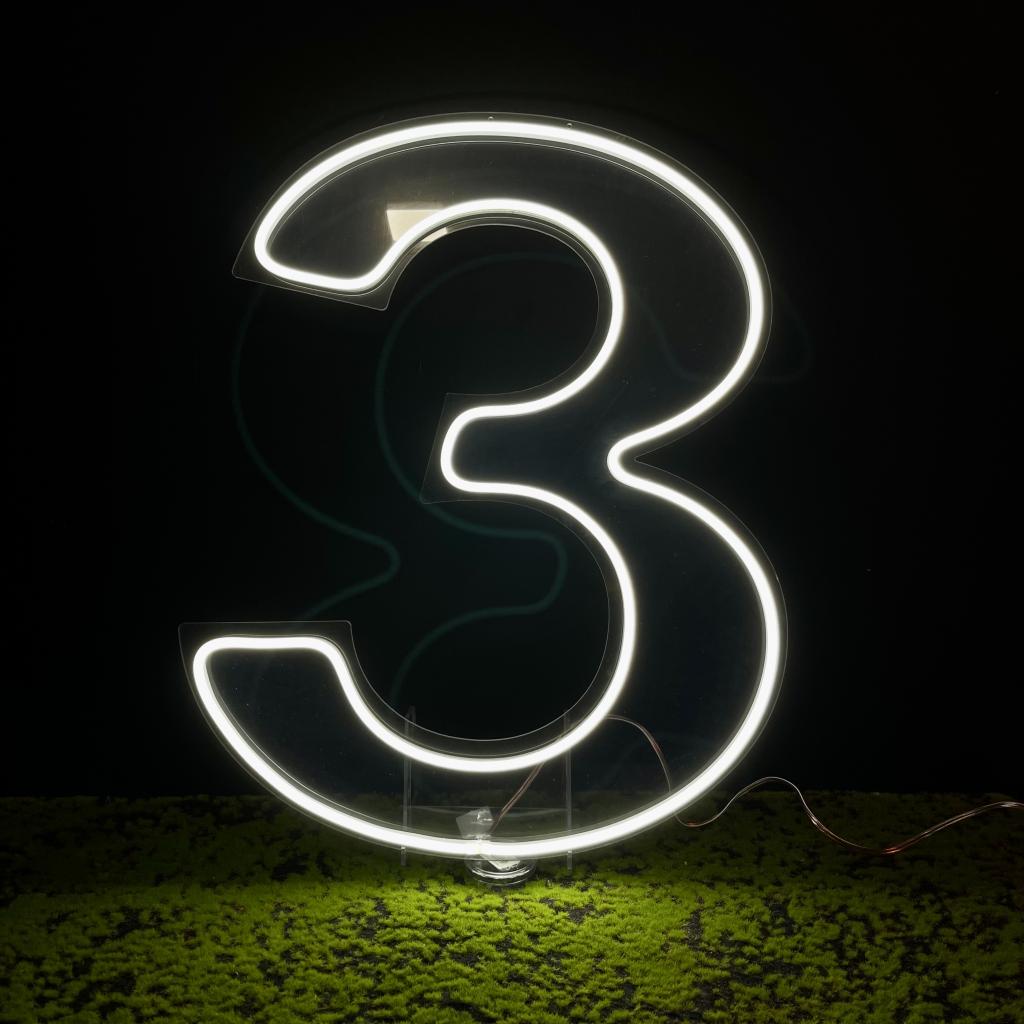 Número 3 neon led Tomada 60cm - SEM PÉ