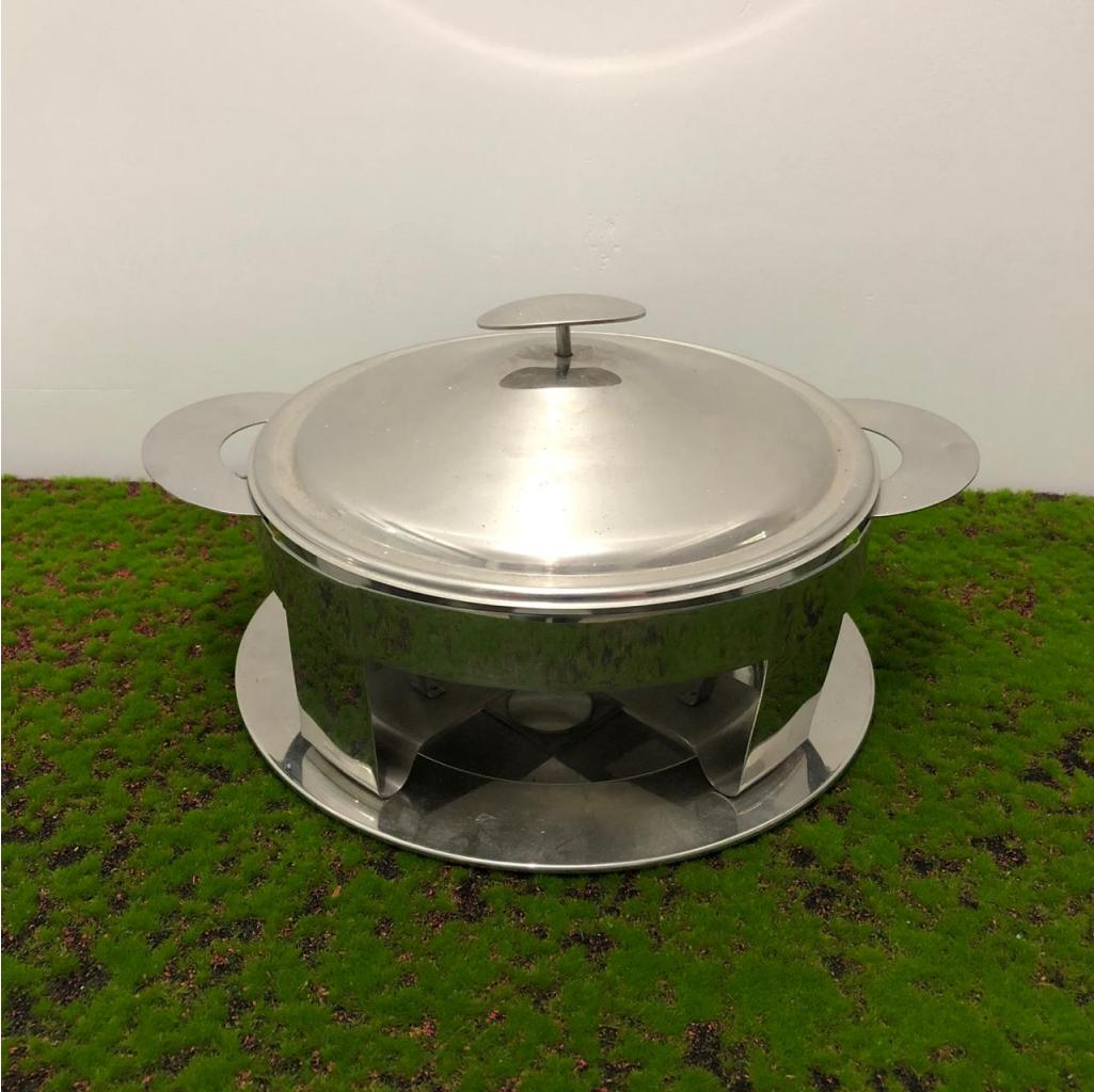 Rechaud inox c/vidro redondo