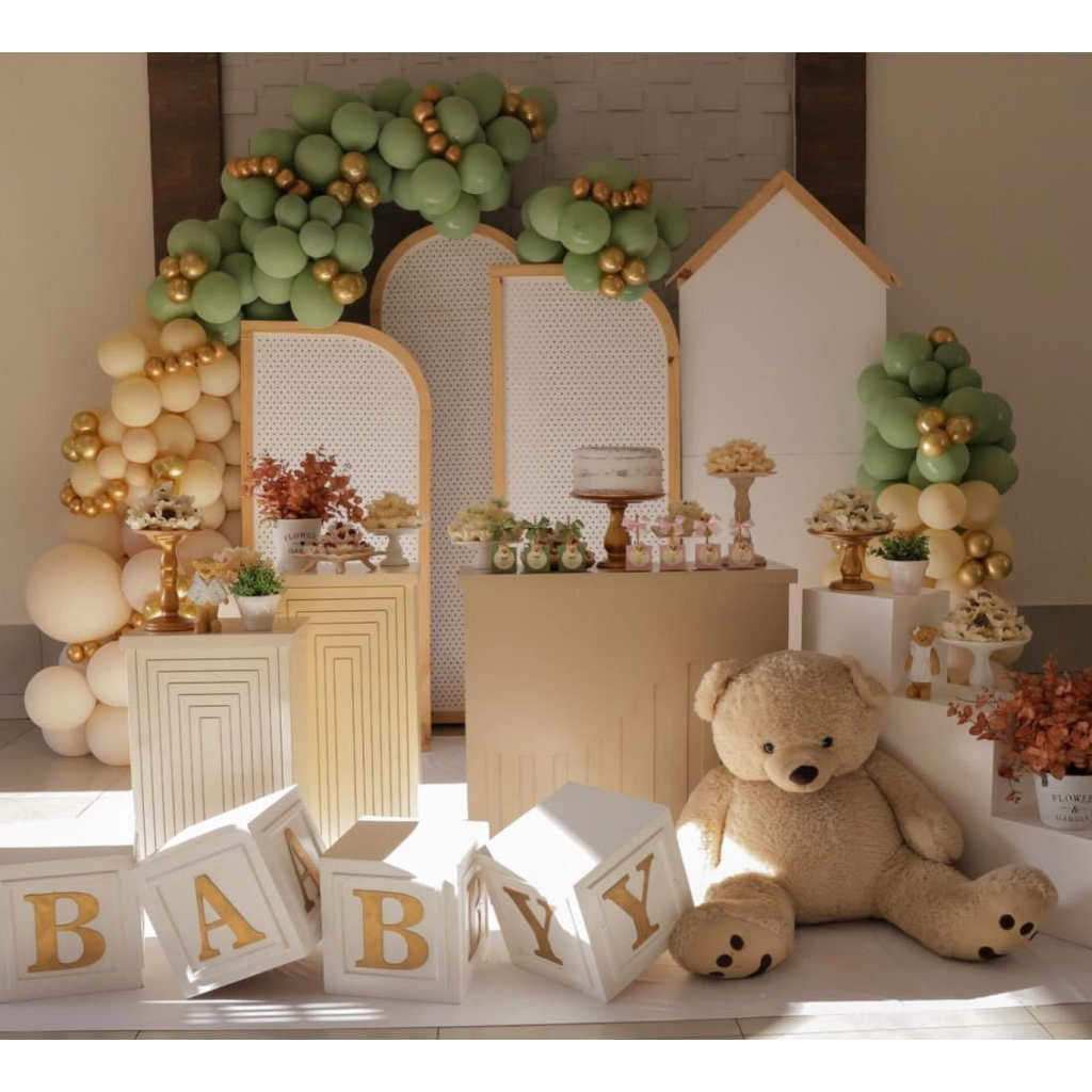 Decoração chá revelação ou chá de bebê (montagem Aqui dentro da cidade ...