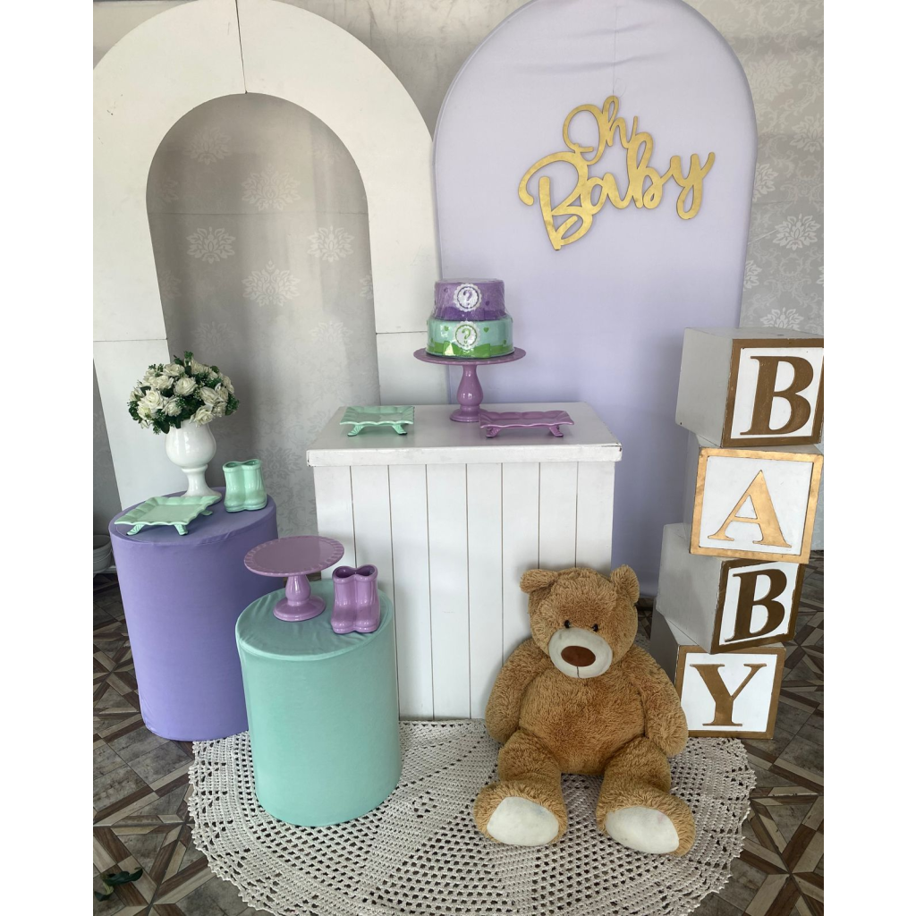 CHÁ REVELAÇÃO LILAS E VERDE CANDY