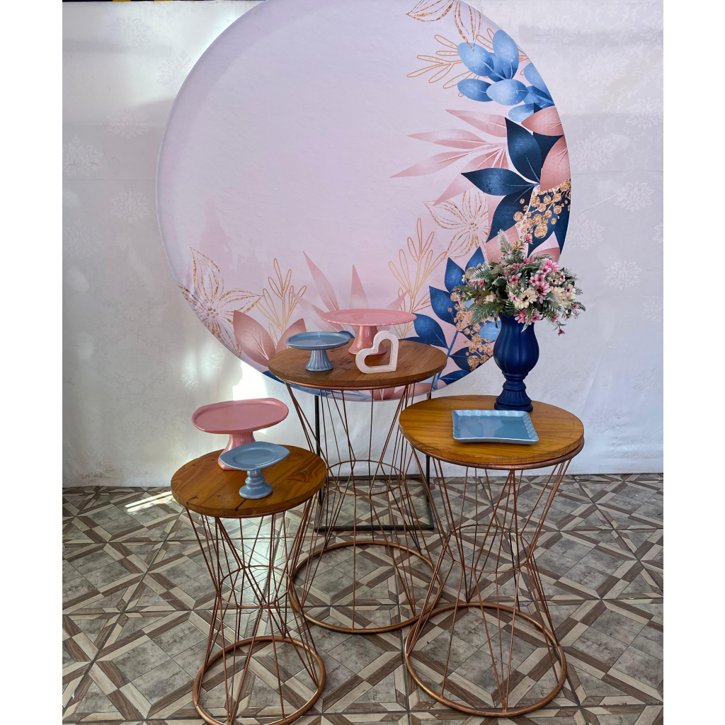 KIT FLORAL AZUL PEROLIZADO E ROSA