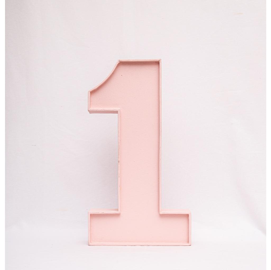 NÚMERO 1 DE MADEIRA ROSA CLARO