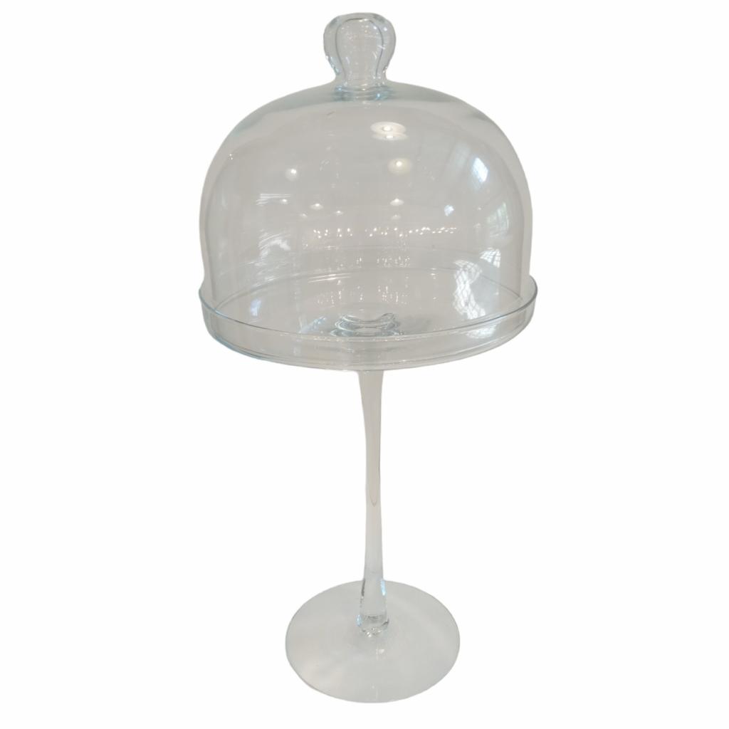 PRATO DE VIDRO ALTO COM CÚPULA GG