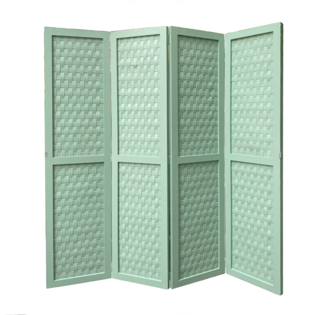 BIOMBO TRAMADO VERDE CELADON - 4 FOLHAS (C 2,00 M | L 0,15 M | A 2,10 M)