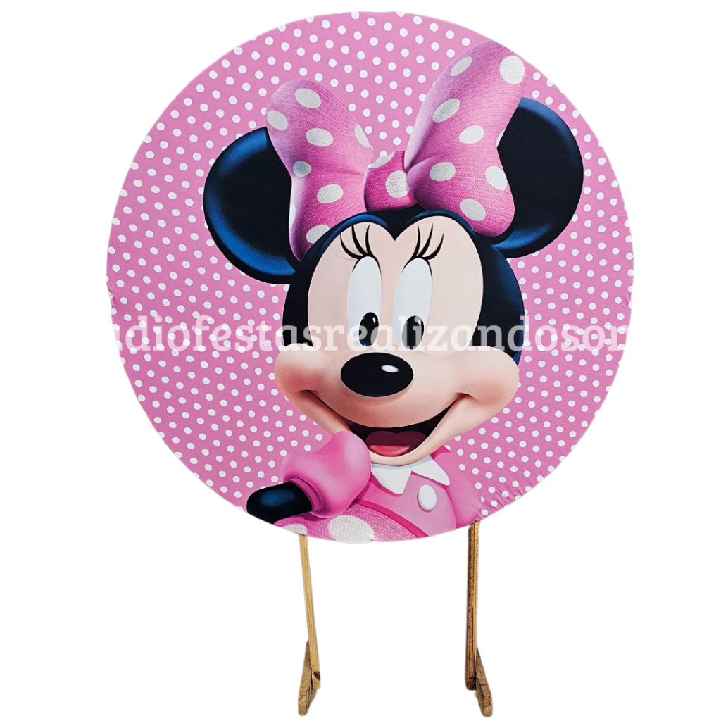 PAINEL REDONDO MINNIE ROSA 2