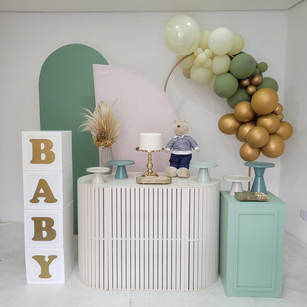 Decoração Chá de Bebê verde e bege
