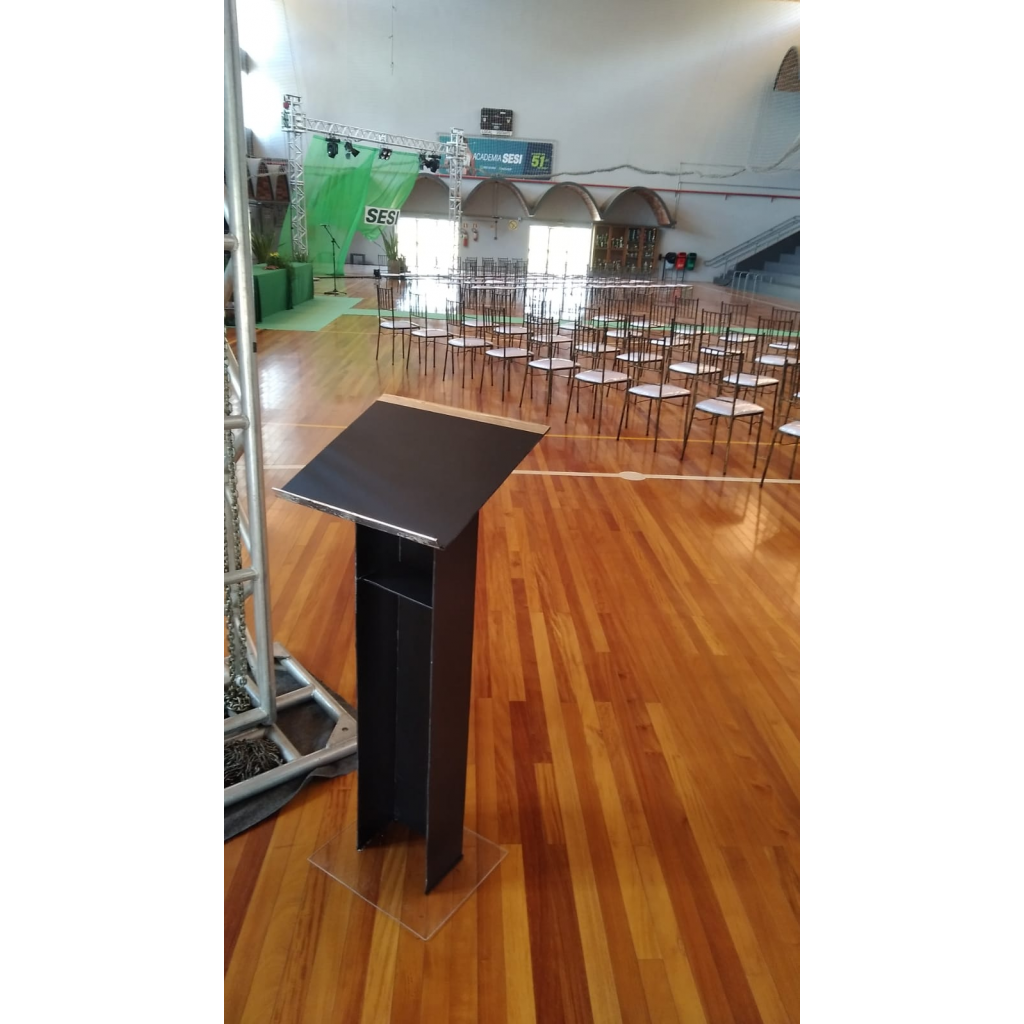 PULPITO ACRILICO PRETO 1,20M ALTURA