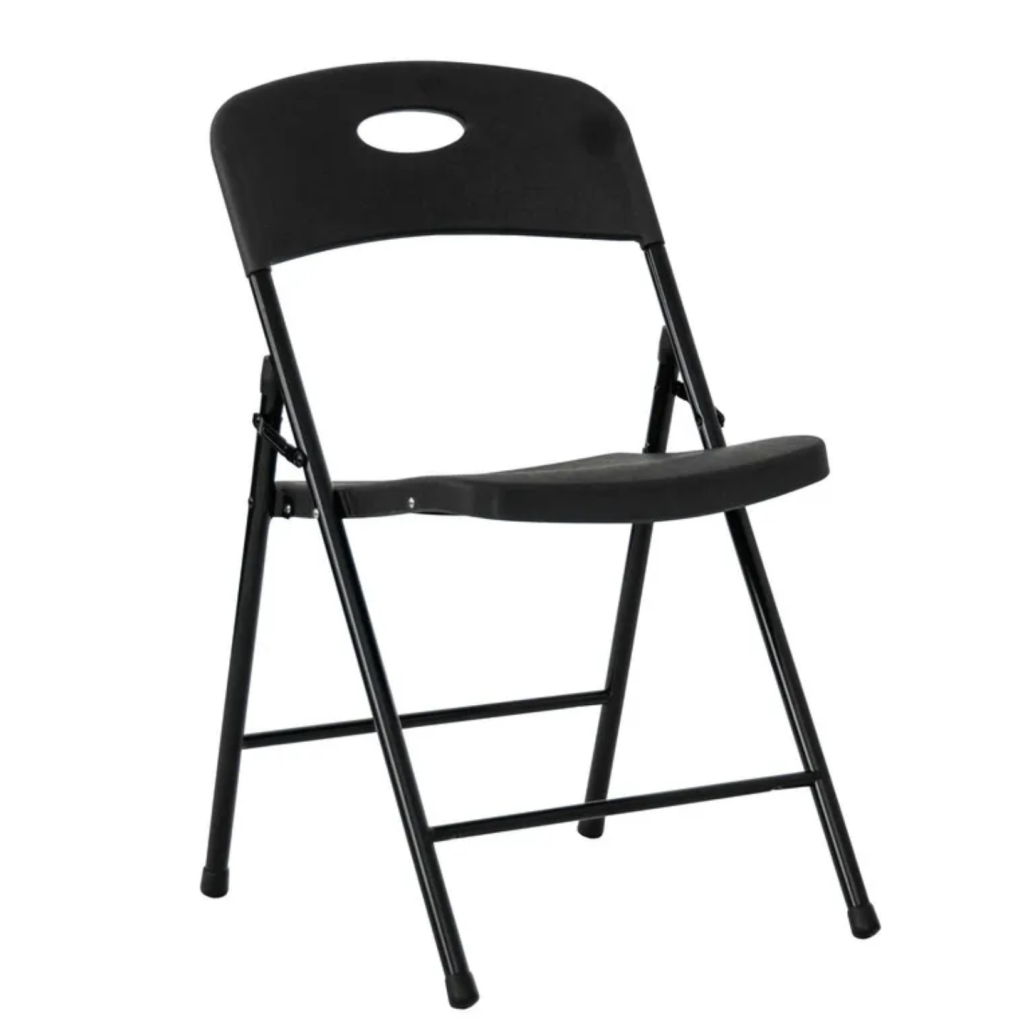 Cadeira Dobrável Maxchief Assento Plástico Até 190 Kg Preta/Branca