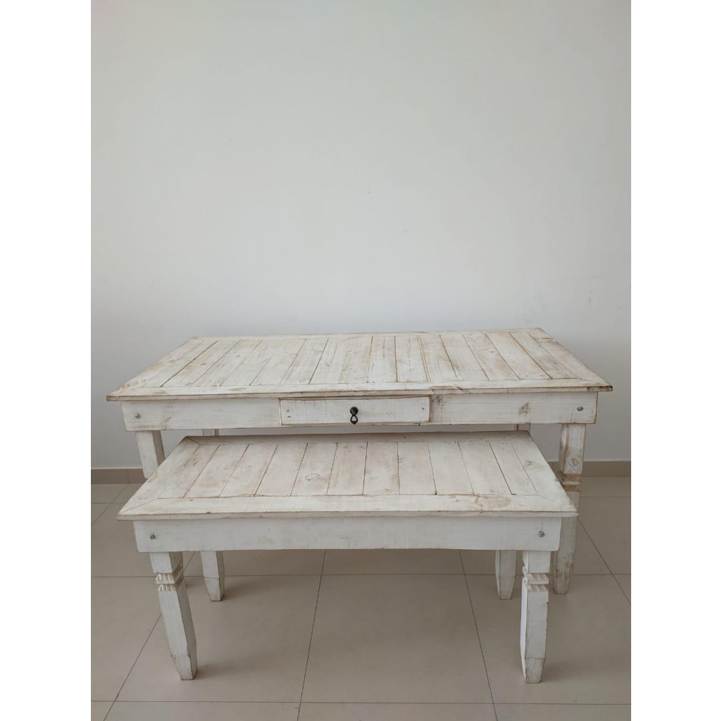 JOGO DE MESAS BRANCA PÁTINA