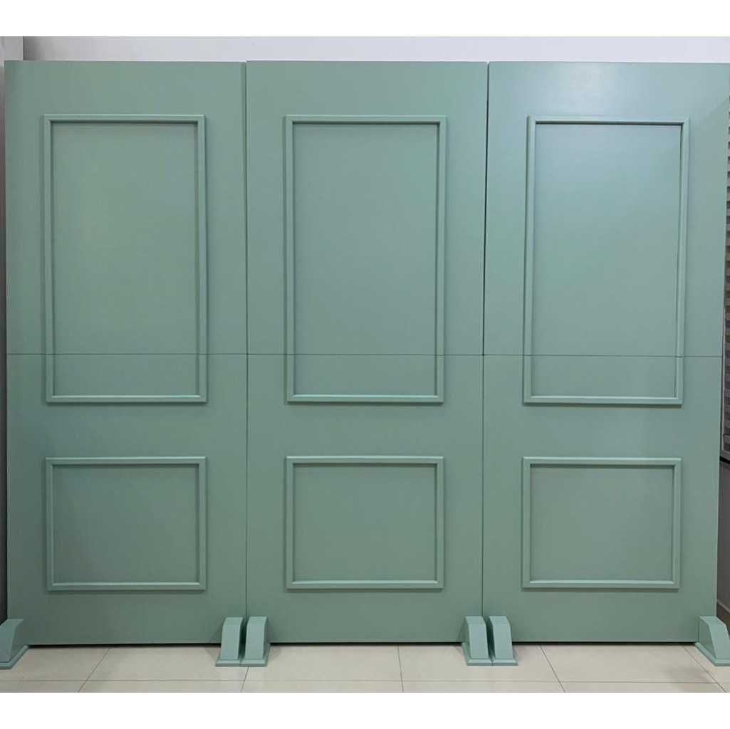 TRIO DE PAINÉIS BOISERIE MOLDURA VERDE OLIVA