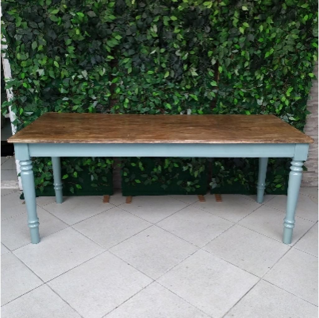 MESA RETANGULAR RÚSTICA VERDE 2M
