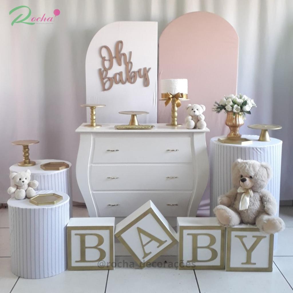 OH BABY CHÁ DE BEBÊ OU REVELAÇÃO BRANCO E DOURADO (KIT41330)
