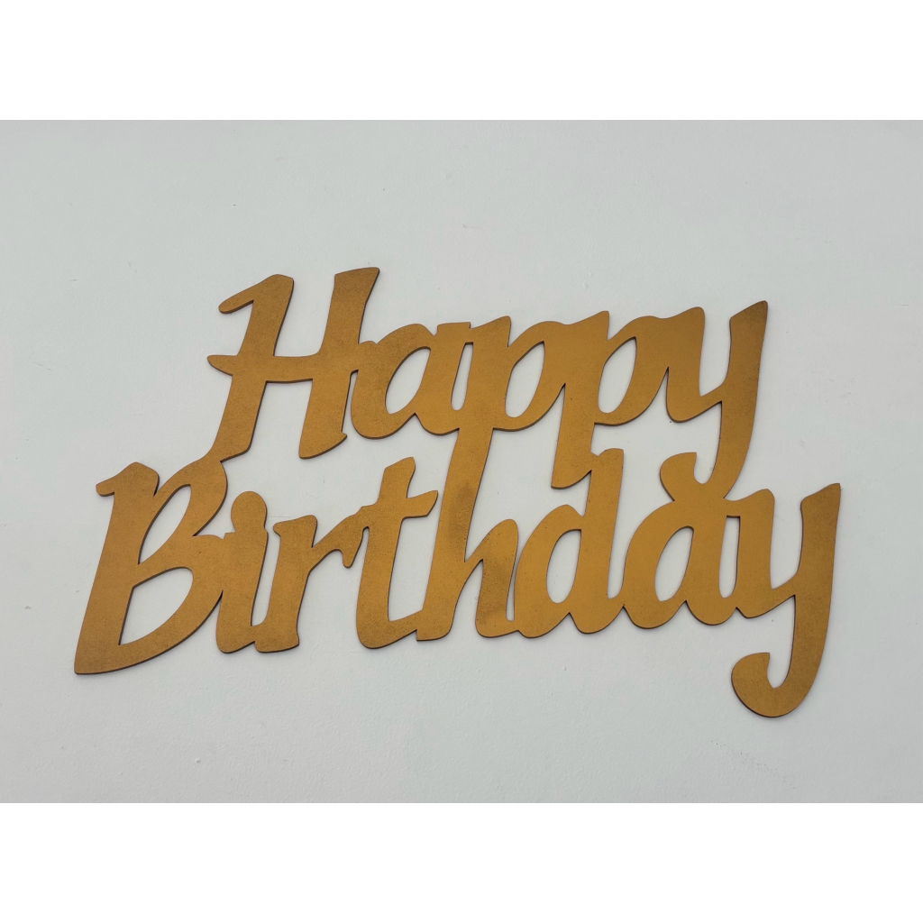 Placa Dourado Happy Birthday