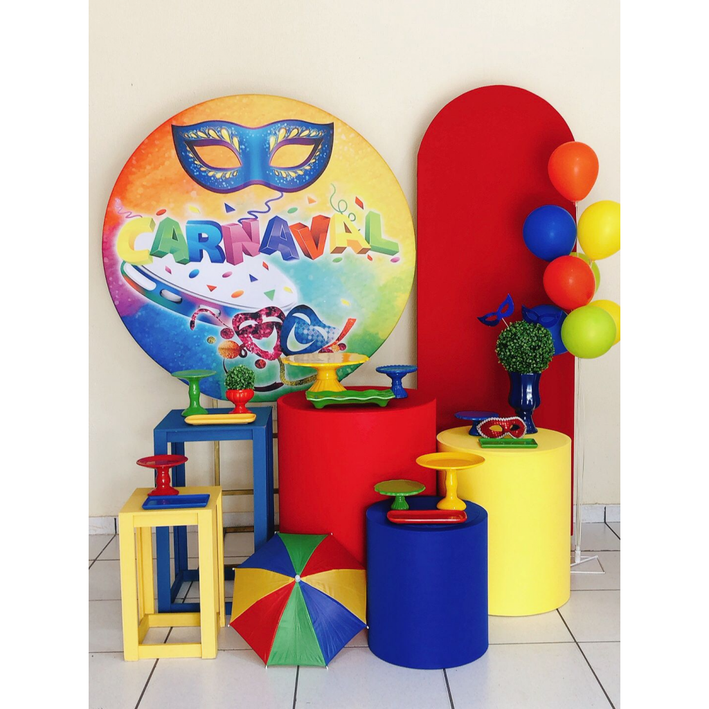 KIT CARNAVAL MESAS CUBO AZUL E AMARELA