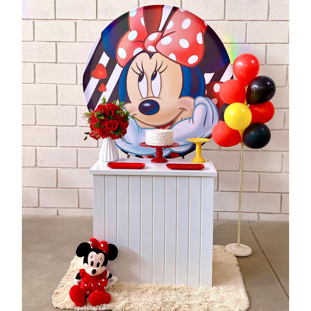 KIT MINNIE VERMELHA MESA BALCÃO BRANCA