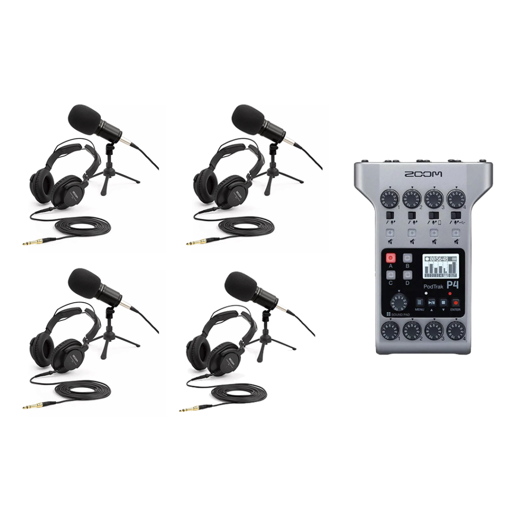 Kit 3 Microfones Zoom ZDM-1 + 1 Gravador Zoom Podtrack P4